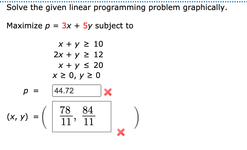 Solved Solve the given linear programming problem | Chegg.com