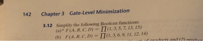 Solved 142 Chapter 3 Gate-Level Minimization 3.12 Simplify | Chegg.com
