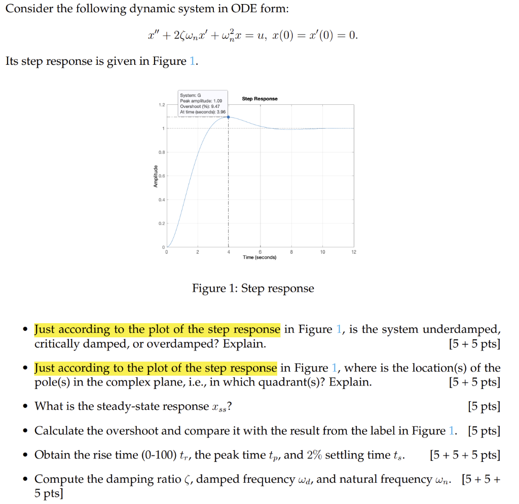 Solved Consider the following dynamic system in ODE form: | Chegg.com