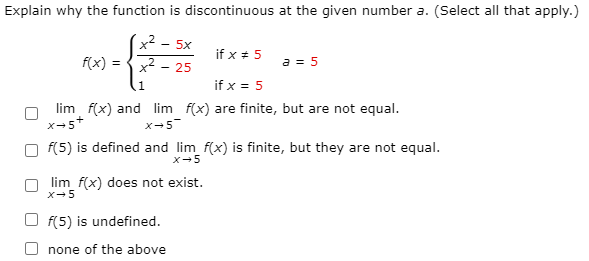 Solved Explain why the function is discontinuous at the | Chegg.com