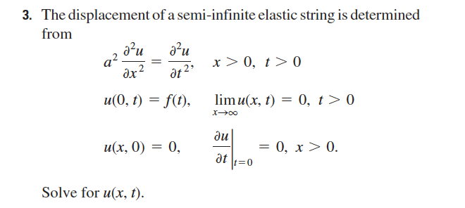 Solved 3. The displacement of a semi-infinite elastic string | Chegg.com