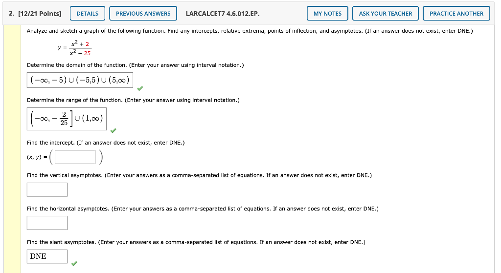 Solved 2. [12/21 Points] DETAILS PREVIOUS ANSWERS LARCALCET7 | Chegg.com