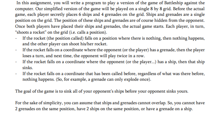 Solved In this assignment, you will write a program to play | Chegg.com
