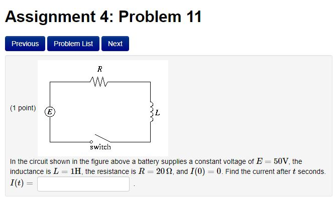 Solved Assignment 4: Problem 11 Previous Problem List Next | Chegg.com