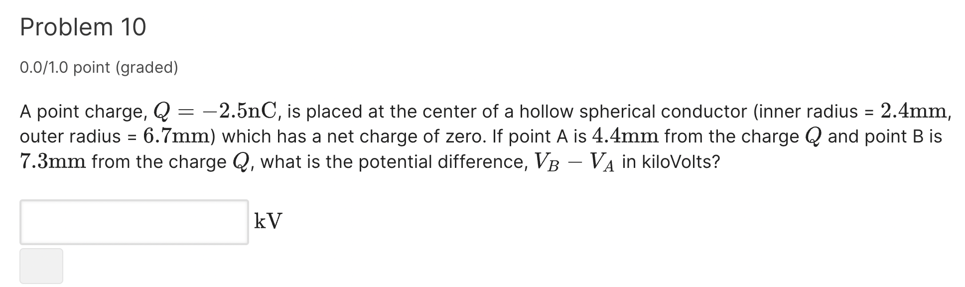 Solved A point charge, Q=−2.5nC, is placed at the center of | Chegg.com