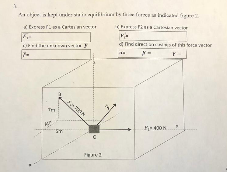 Solved An object is kept under static equilibrium by three | Chegg.com