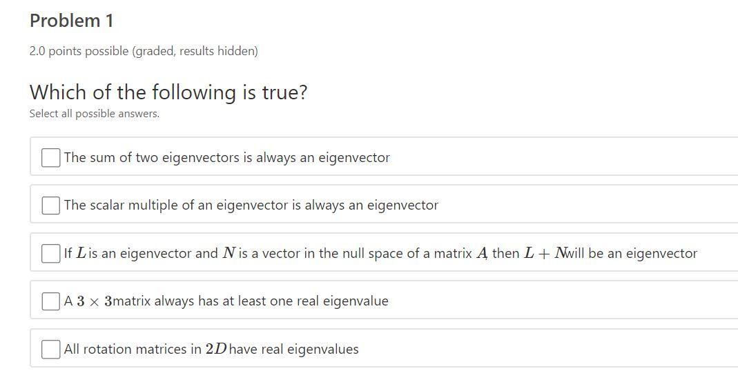 Solved Problem 1 2.0 points possible (graded, results | Chegg.com