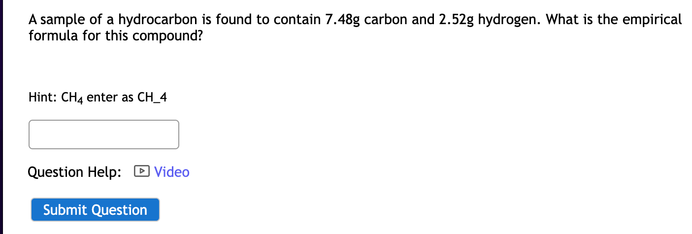 Solved A sample of a hydrocarbon is found to contain 7.48g | Chegg.com