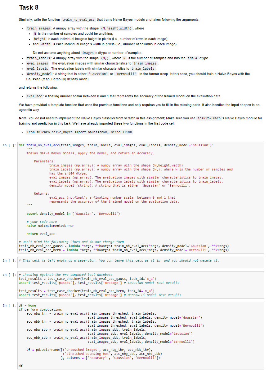 Solved Python - Write the function train_nb_eval_acc that | Chegg.com