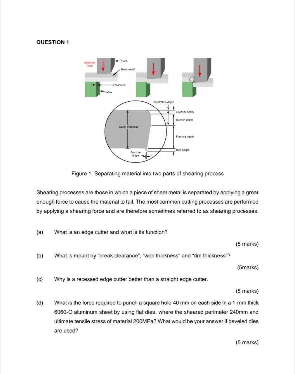 Solved helpQUESTION 1Figure 1: Separating material into two | Chegg.com