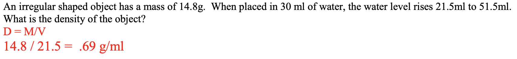 Solved An irregular shaped object has a mass of 14.8g. When | Chegg.com