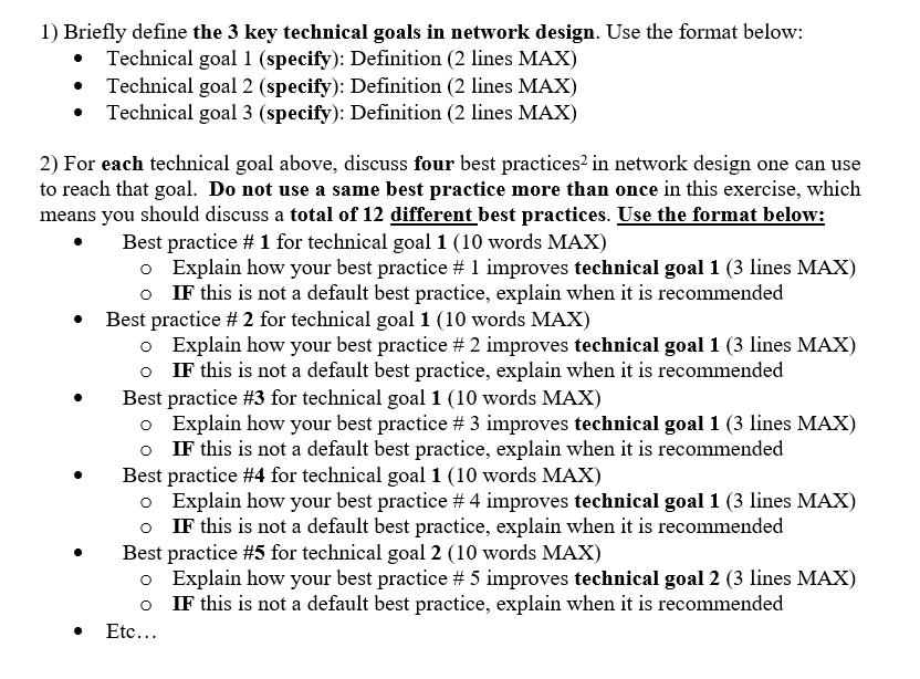 Solved 1) Briefly define the 3 key technical goals in | Chegg.com