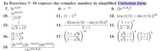 Solved In Exercises 7-19 express the complex number in | Chegg.com