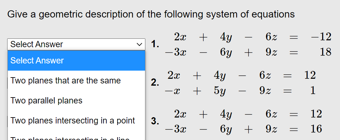 Solved Give a geometric description of the following system | Chegg.com