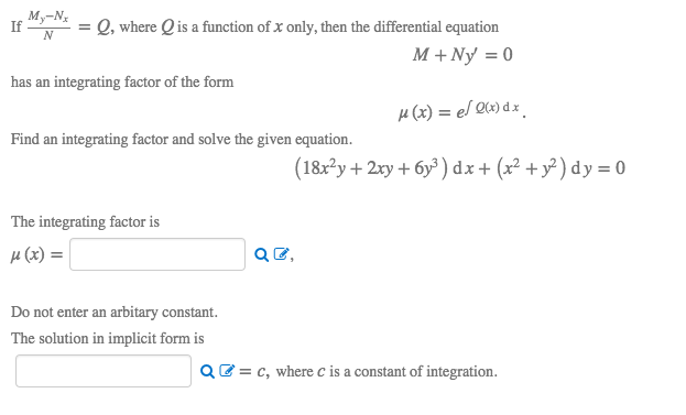 Solved My-N I where Q is a function of x only, then the | Chegg.com