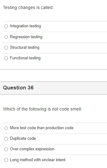 Solved Testing changes is called: Integration testing | Chegg.com