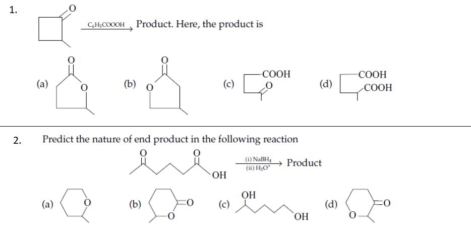 Solved 1. 2. CH₂COOOH Product. Here, the product is -COOH | Chegg.com