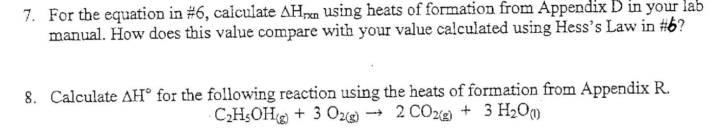 7. For the equation in #6, calculate AH,xo using | Chegg.com