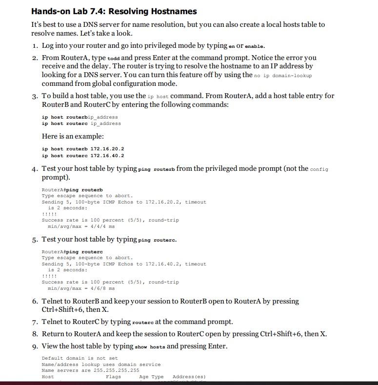 Solved Hands-on Lab 7.2: Using the Cisco Discovery Protocol | Chegg.com