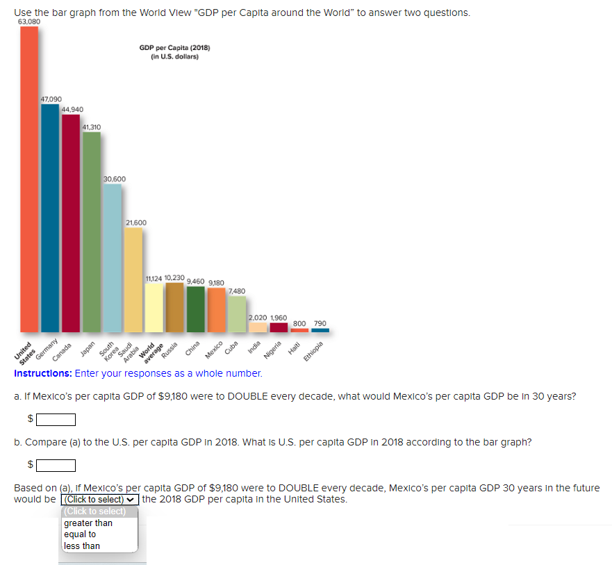 [Solved]: a. If Mexicos per capita GDP of $9,180 were to DOU