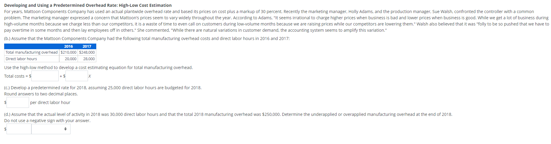 Solved Developing and Using a Predetermined Overhead Rate: | Chegg.com