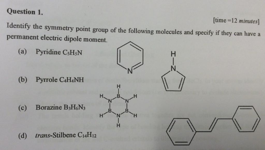 Solved Question 1. [time=12 minutes] Identify the symmetry | Chegg.com