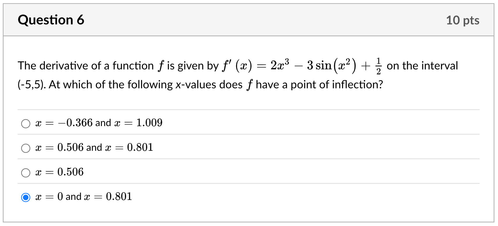 Solved Question 6The derivative of ﻿a function f is ﻿given | Chegg.com