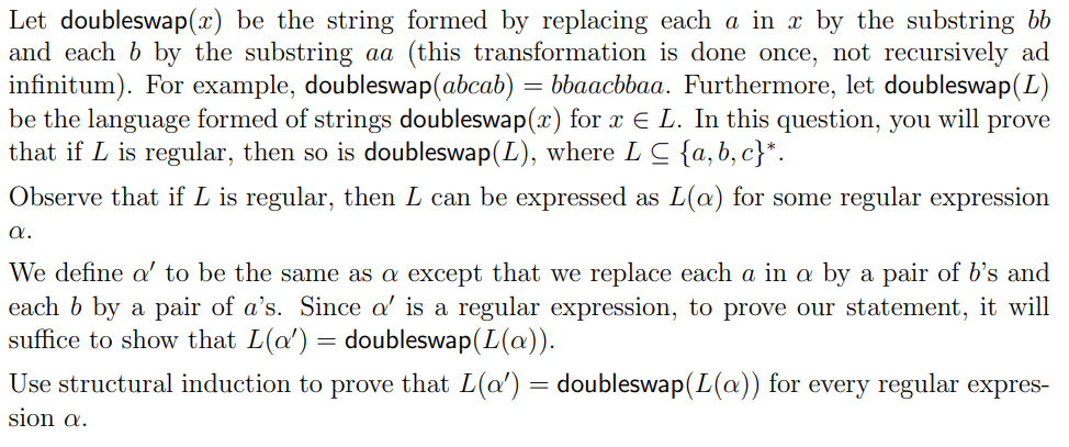 Solved Let doubleswap (x) be the string formed by replacing | Chegg.com