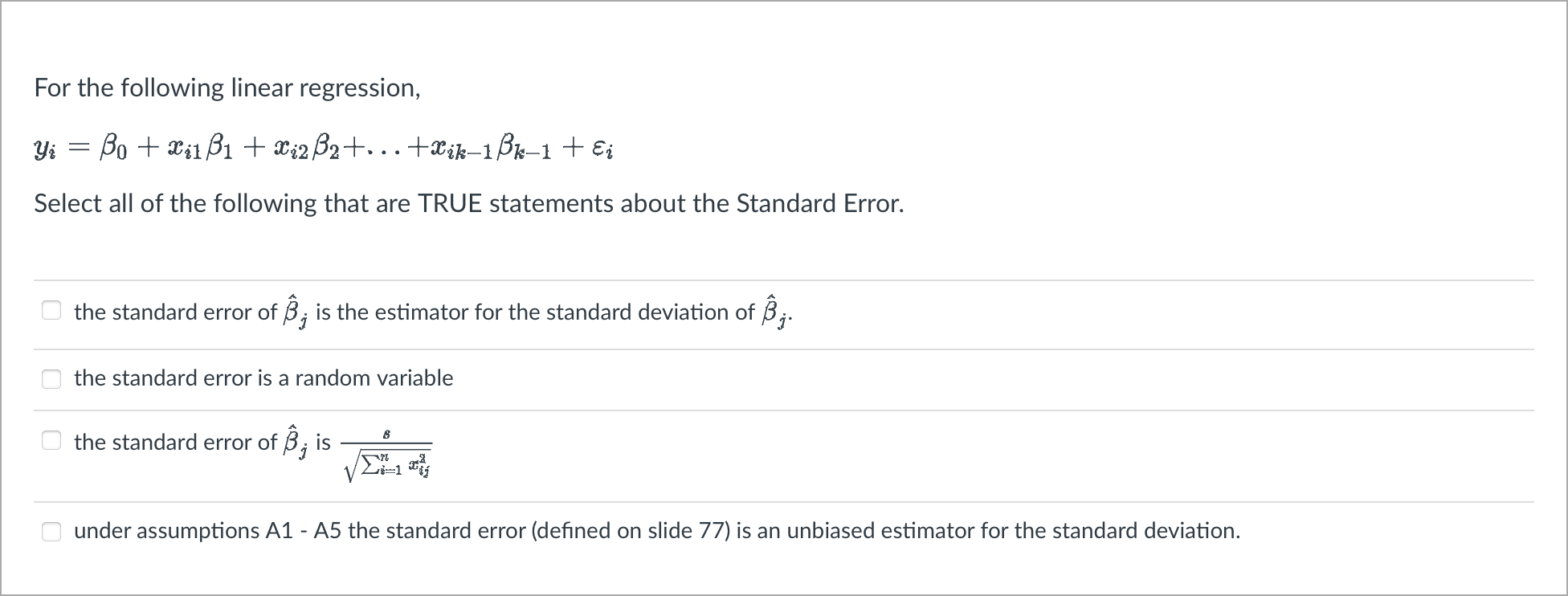 Solved For the following linear regression, | Chegg.com