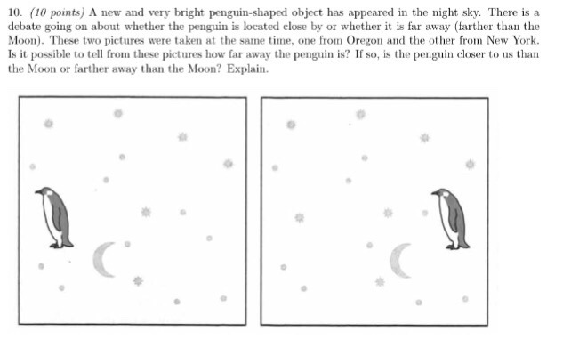 Solved 10. (10 points) A new and very bright penguin-shaped | Chegg.com