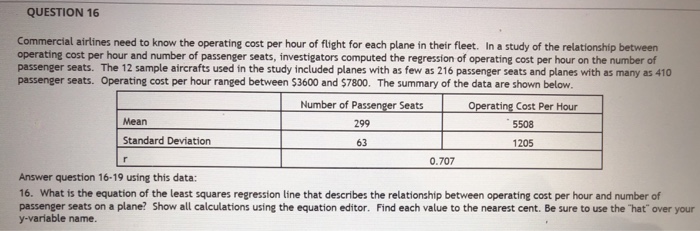Solved QUESTION 16 Commercial airlines need to know the | Chegg.com