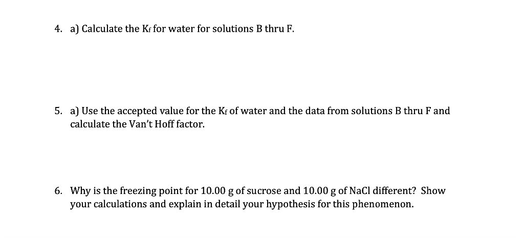Solved Table 1: Freezing point depression data Freezing | Chegg.com