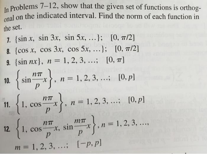 Solved In Problems 7–12, show that the given set of | Chegg.com