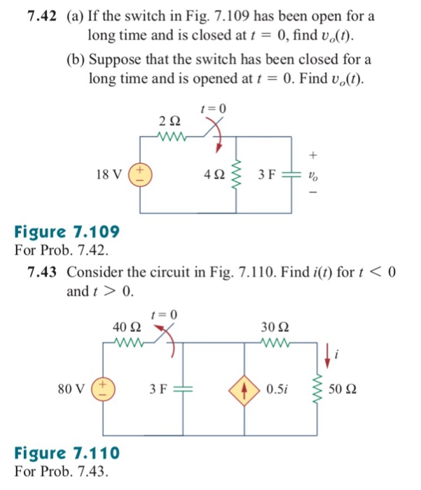 Solved 7.42 (a) If the switch in Fig. 7.109 has been open | Chegg.com