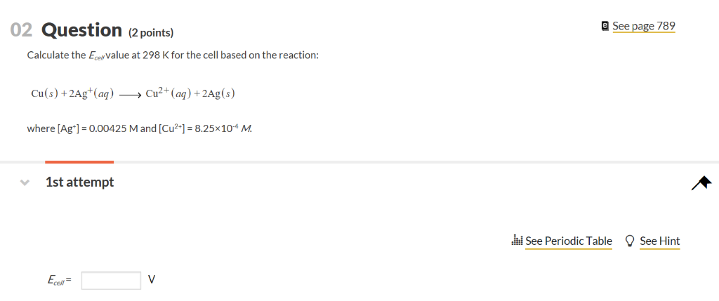 Solved Calculate The Ecell Value At 298 K For The Cell Based