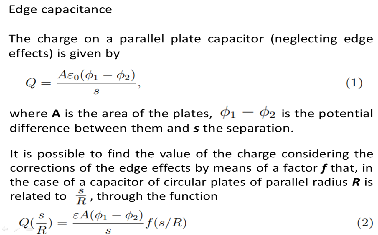 Solved Edge capacitance The charge on a parallel plate | Chegg.com