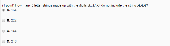 Solved 1 point) How many 5 letter strings made up with the | Chegg.com