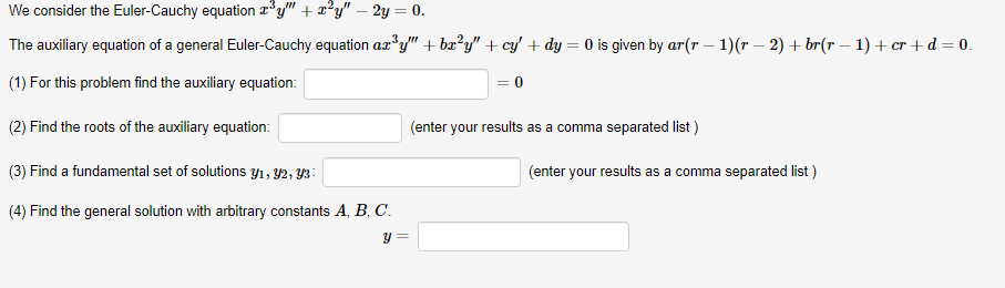Solved We consider the Euler-Cauchy equation zy" + 3+y" – 2y | Chegg.com