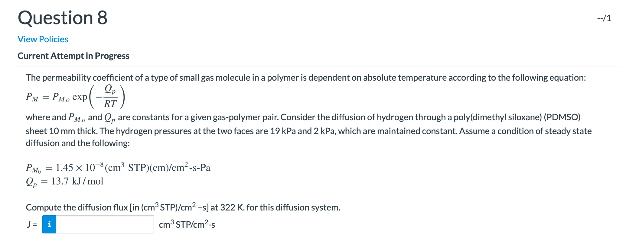 Solved Question 8 --/1 View Policies Current Attempt in | Chegg.com