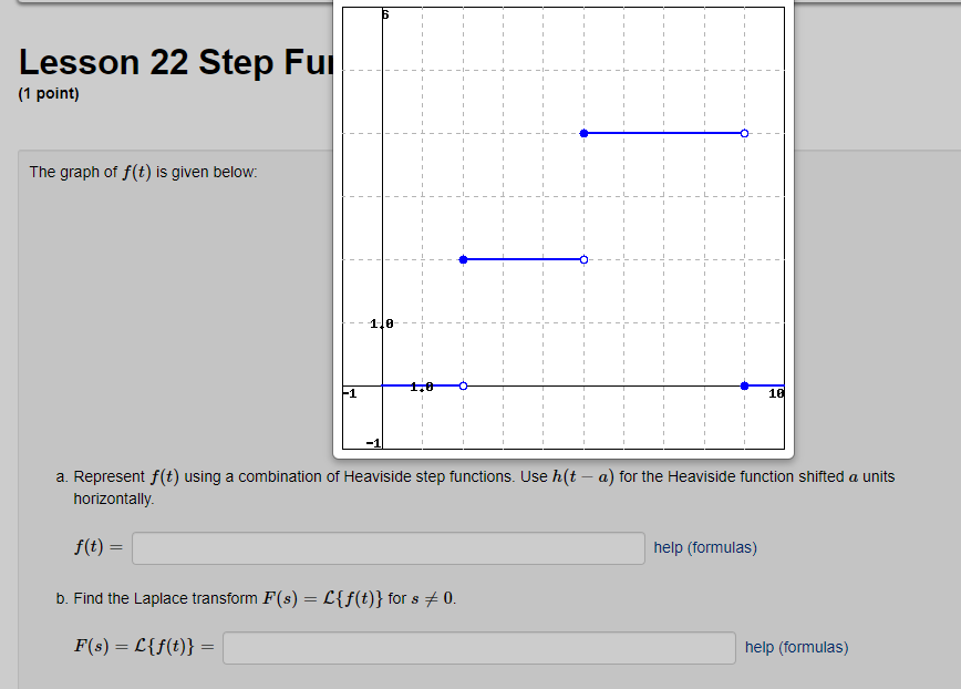 Solved Lesson 22 ﻿Step Fuı(1 ﻿point)The graph of f(t) ﻿is | Chegg.com
