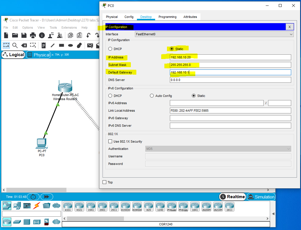 Solved Network Address [_____/2]Start Packet Tracer | Chegg.com