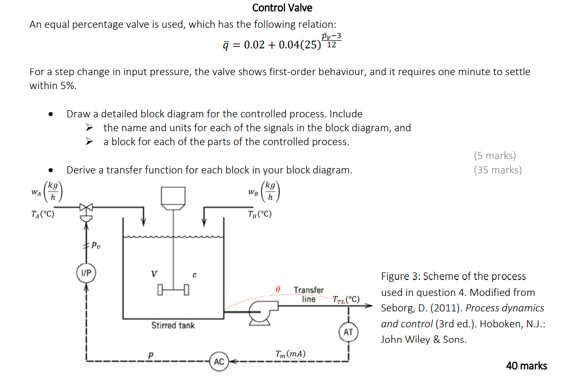 Question 4 A mixing process consists of a single tank | Chegg.com