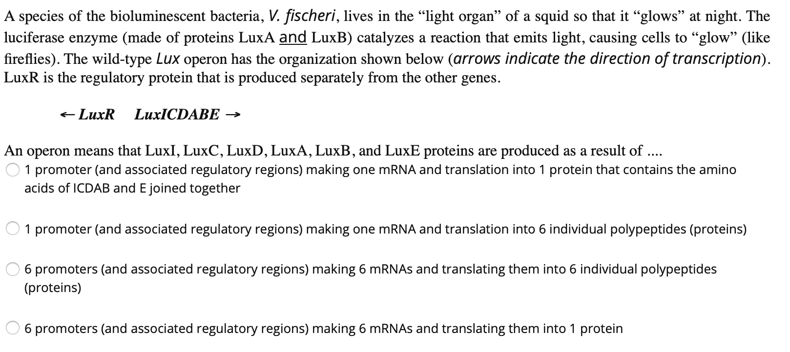 Solved A species of the bioluminescent bacteria, V. | Chegg.com