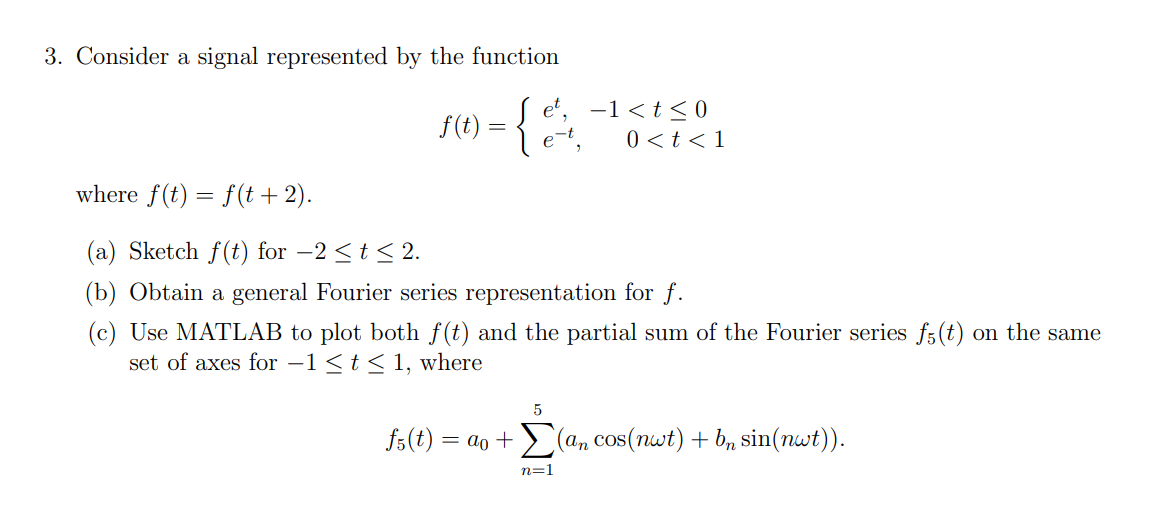 Solved 3. Consider a signal represented by the function f(t) | Chegg.com