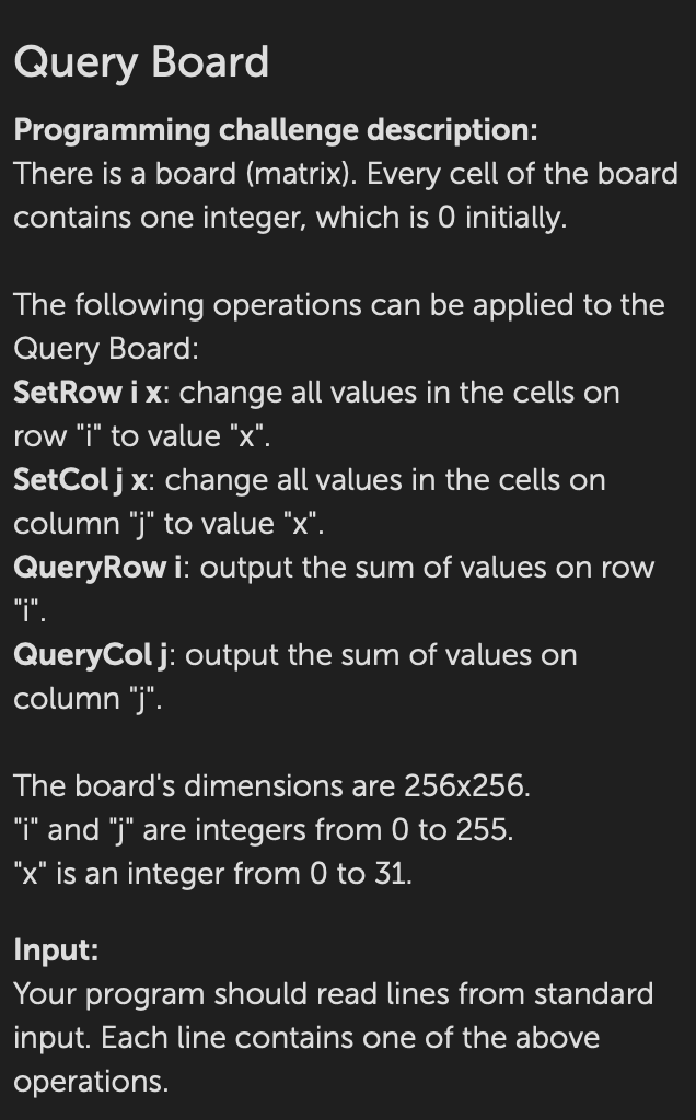 Solved Query Board Programming challenge description: There | Chegg.com
