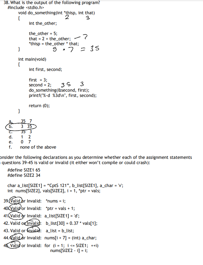 Solved 38. What is the output of the following program? | Chegg.com