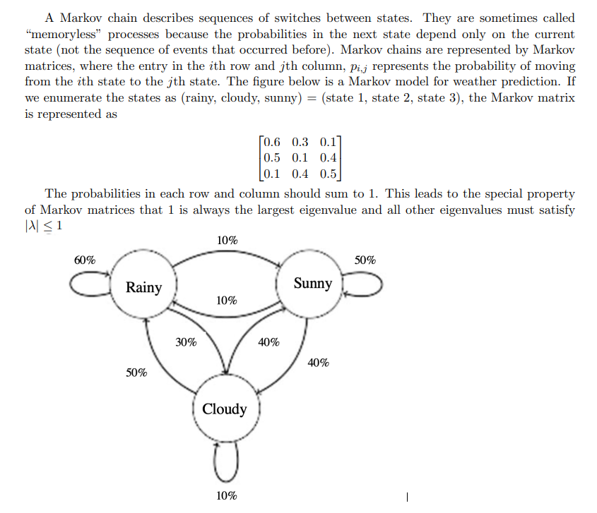 Solved A Markov chain describes sequences of switches | Chegg.com