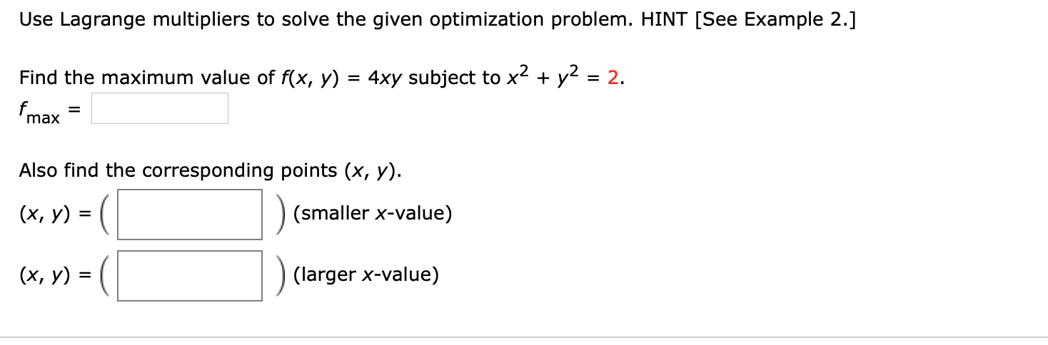 Solved Use Lagrange multipliers to solve the given | Chegg.com