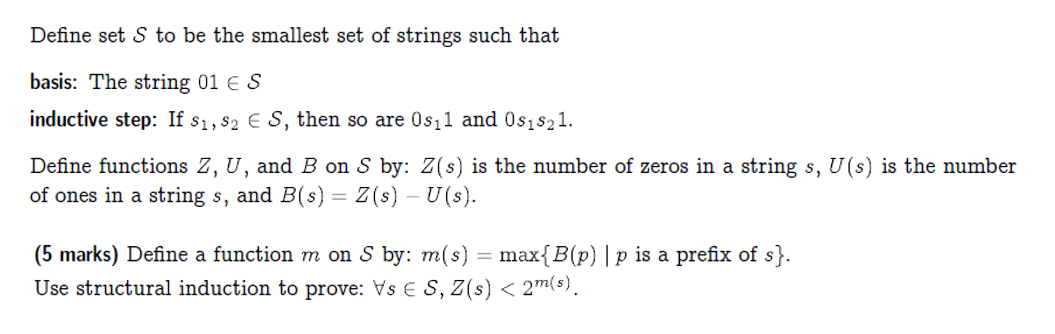 Solved Define set S to be the smallest set of strings such | Chegg.com