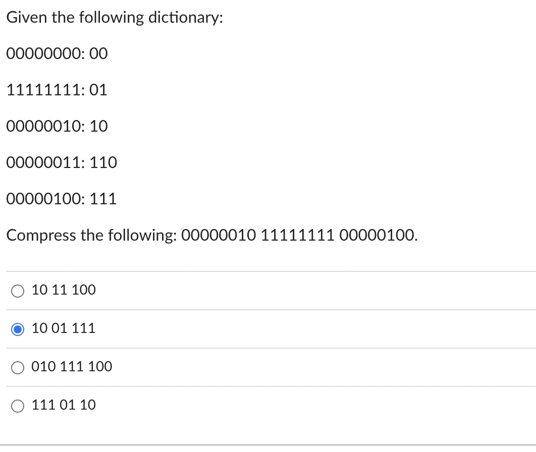 Solved Given the following dictionary: ﻿00000000: 00 | Chegg.com